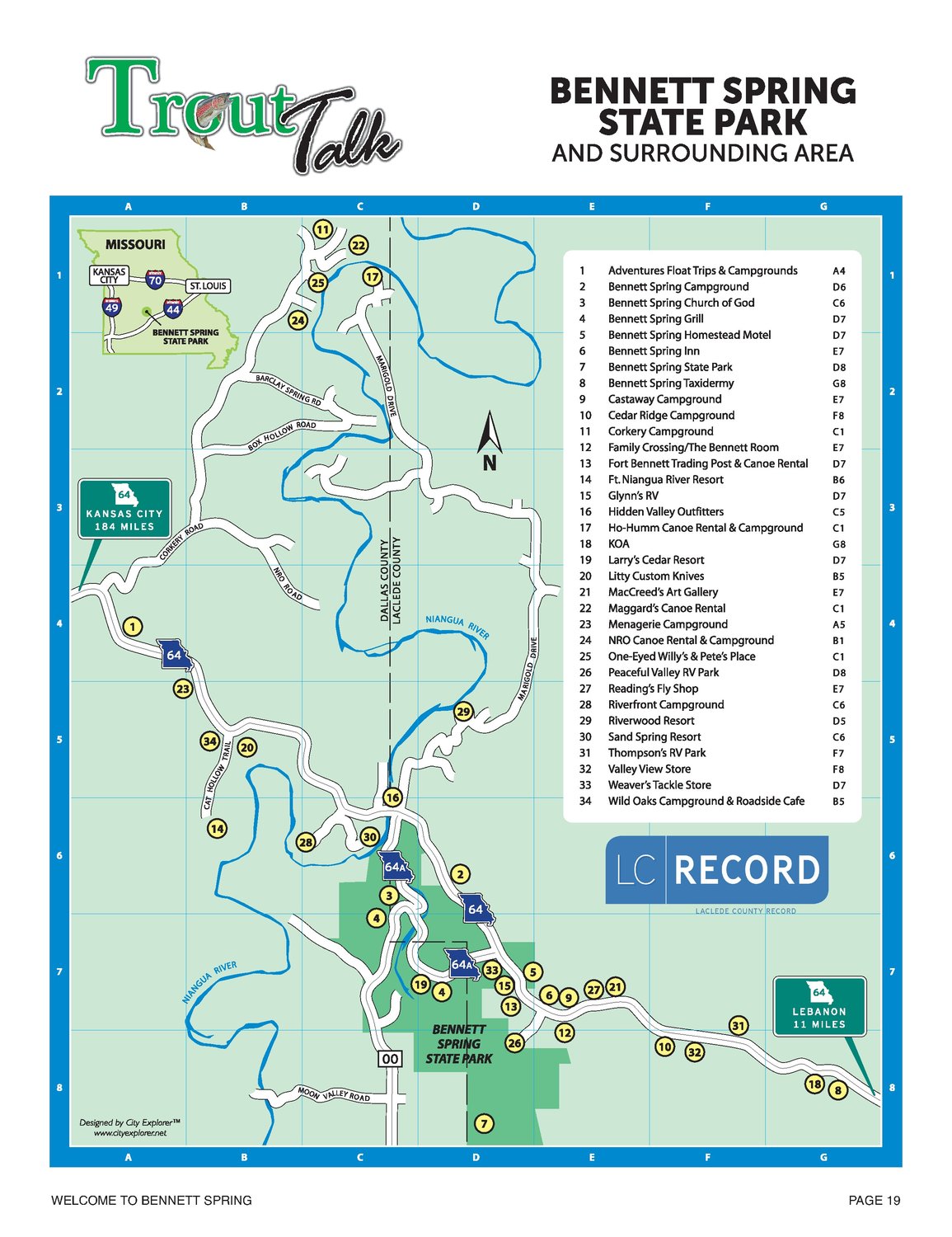 | Bennett Spring State Park and surrounding area