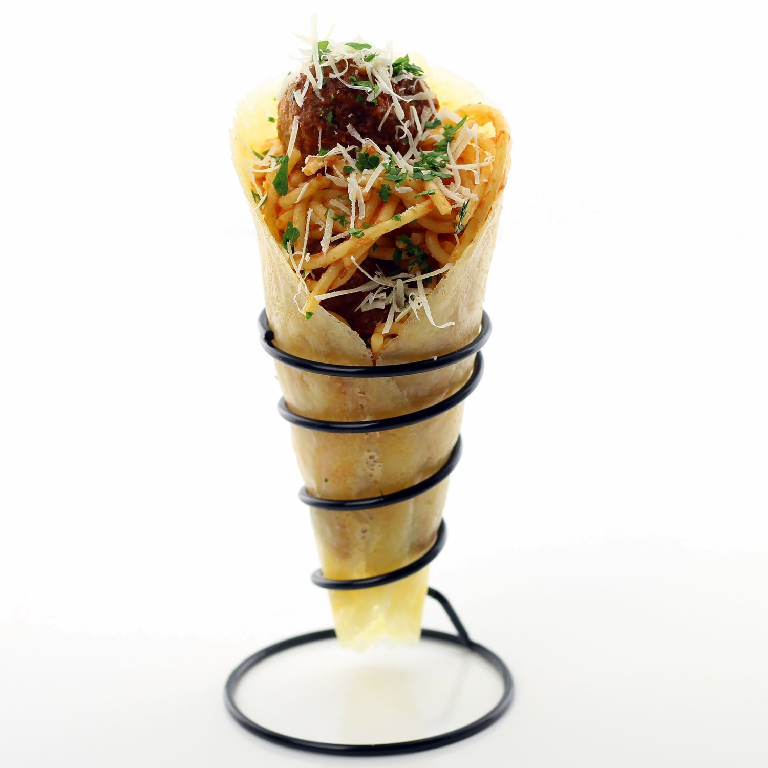 Spaghetti in a Parmesan Cheese Cone | Cheese Folios