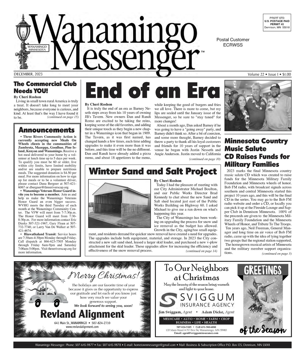 Wanamingo Messenger December 2023 - Wanamingo Messenger