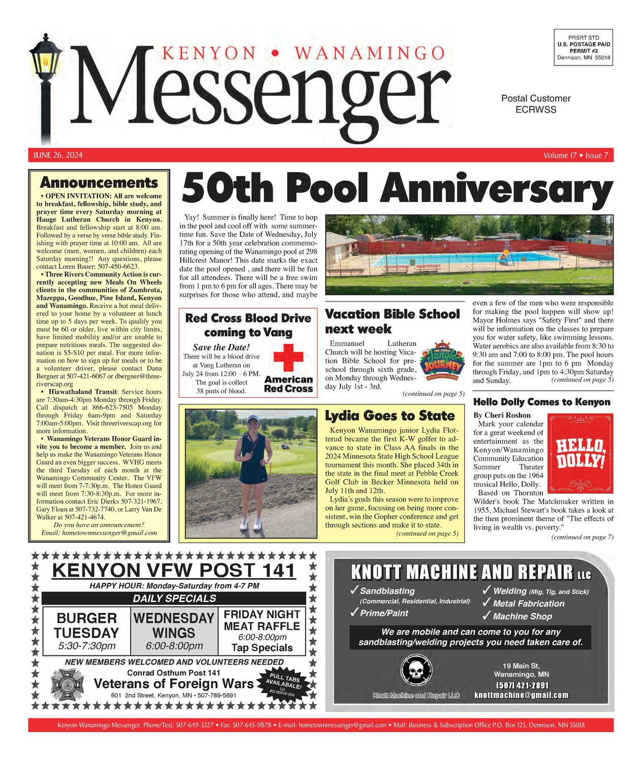 Kenyon Wanamingo Messenger June 2024 Issue 2 - Wanamingo Messenger
