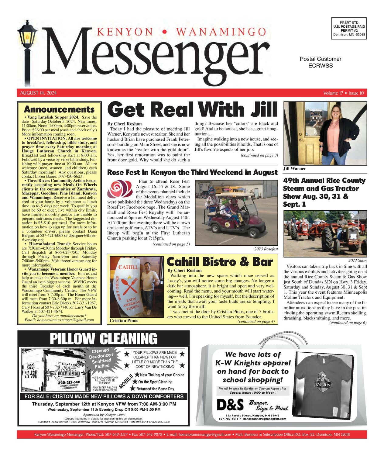 Kenyon-Wanamingo Messenger August 2024 Issue 1 - Wanamingo Messenger