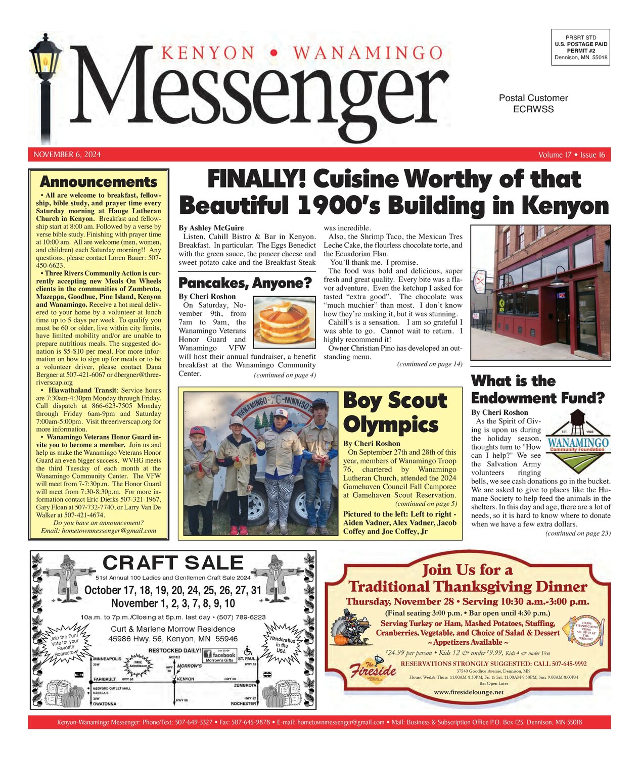 Kenyon-Wanamingo Messenger November 2024 Issue 1 - Kenyon Messenger