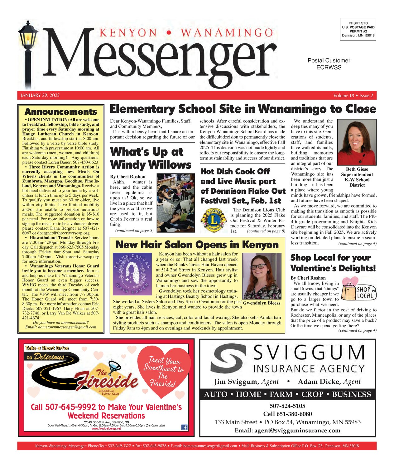 Kenyon-Wanamingo Messenger January 2025 Issue 2 - Wanamingo Messenger