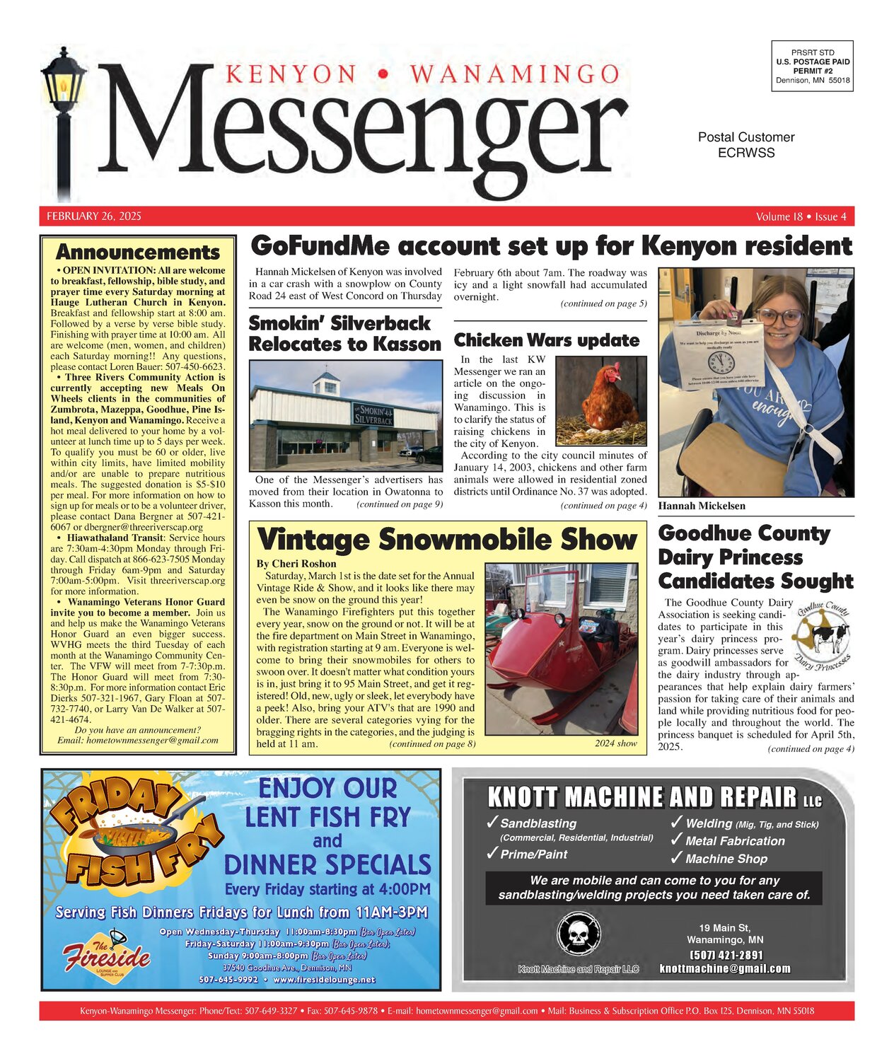 Kenyon-Wanamingo Messenger February 2025 Issue 2 - Wanamingo Messenger