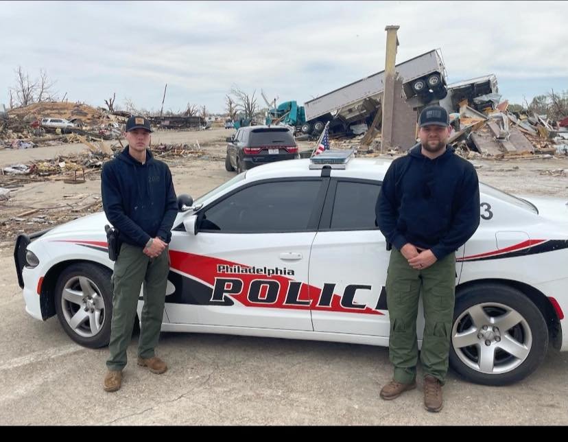 Philadelphia police officers aid in Delta tornado