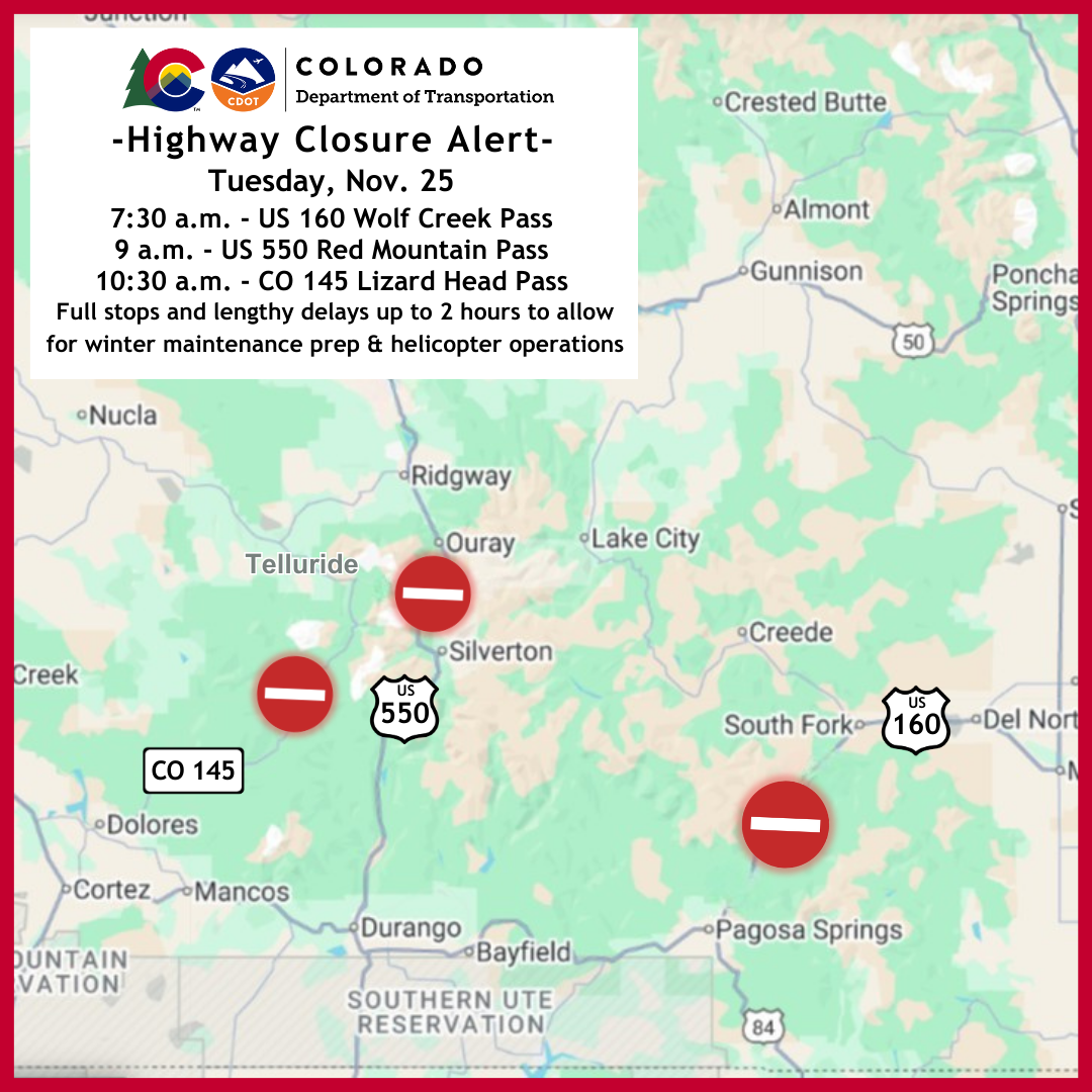 Three southwest mountain passes scheduled to close Nov. 25 for winter ...